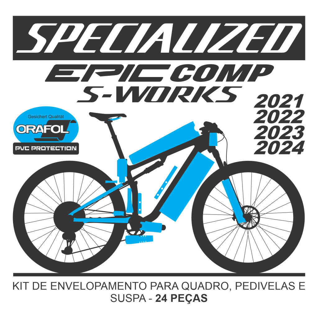 Kit de Envelopamento Protetivo PVC (brilho) Specialized Epic S-Works Comp, Pro, Race e Expert ...