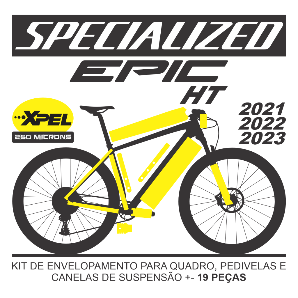 Kit de Envelopamento Protetivo PPF (brilho) Specialized Epic HT Carbon – Mod. 2021/2022/2023 ...