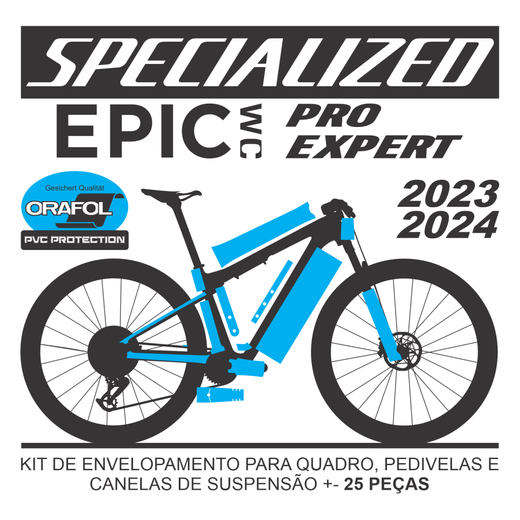 Kit de Envelopamento Protetivo PVC (brilho) Specialized Epic World Cup Expert – Mod. 2023/2024 ...