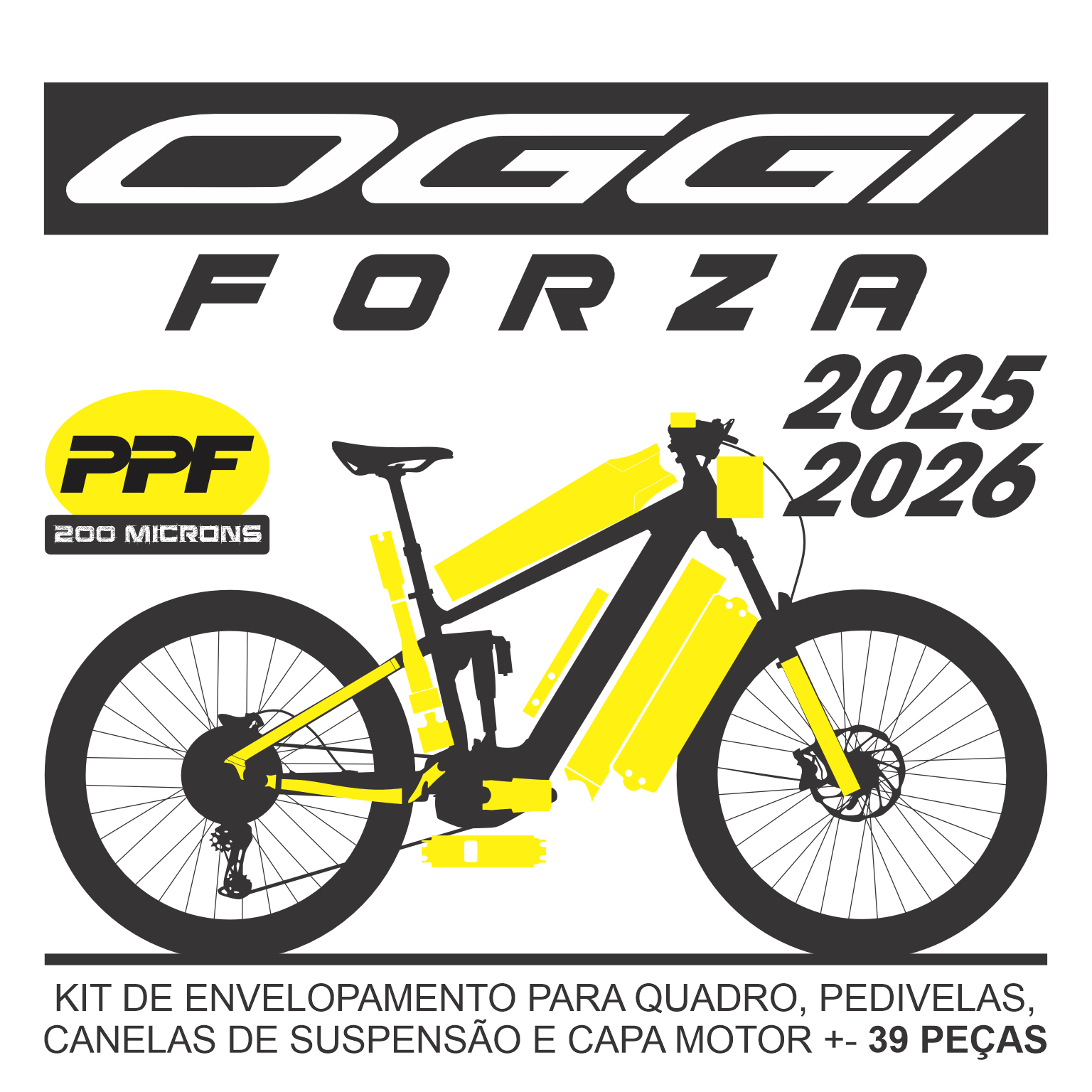 Kit de Envelopamento Protetivo PPF (brilho) Oggi Forza – Mod. 2025-2026 – Tam. M – New Guard a ...